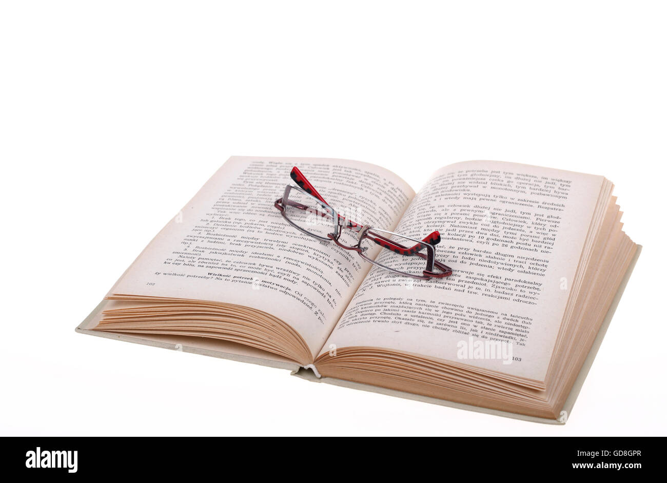 Reading concept. Glasses lying on a book Stock Photo - Alamy