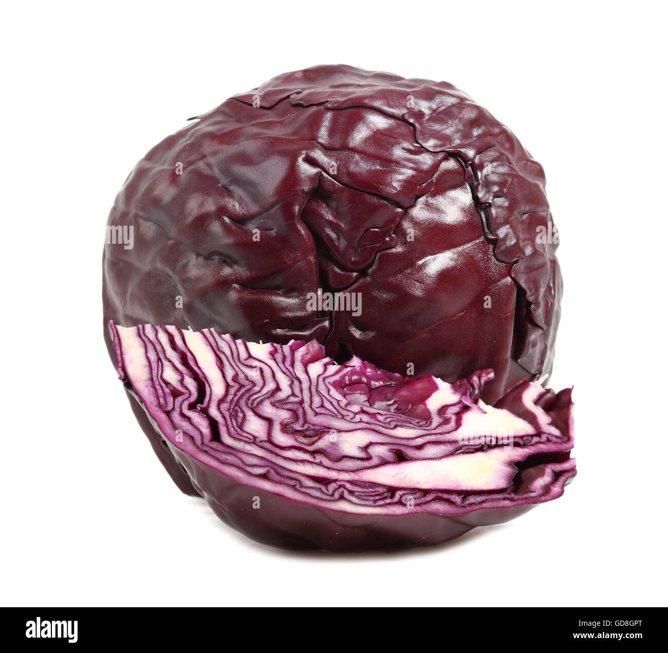 Red purple cabbage. Isolated on a white background Stock Photo - Alamy