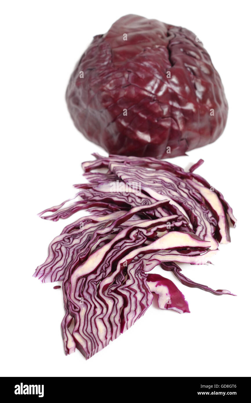 Red purple cabbage. Isolated on a white background Stock Photo - Alamy