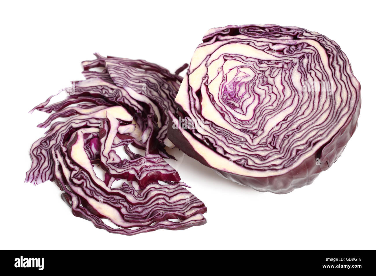 Red purple cabbage. Isolated on a white background Stock Photo - Alamy