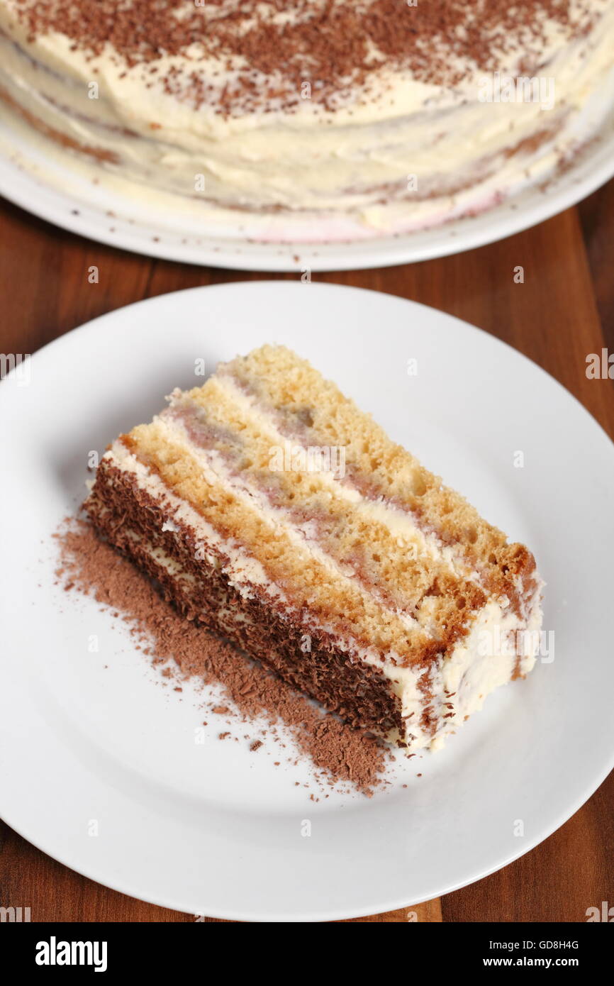 Layer cake with buttercream and jam Stock Photo - Alamy