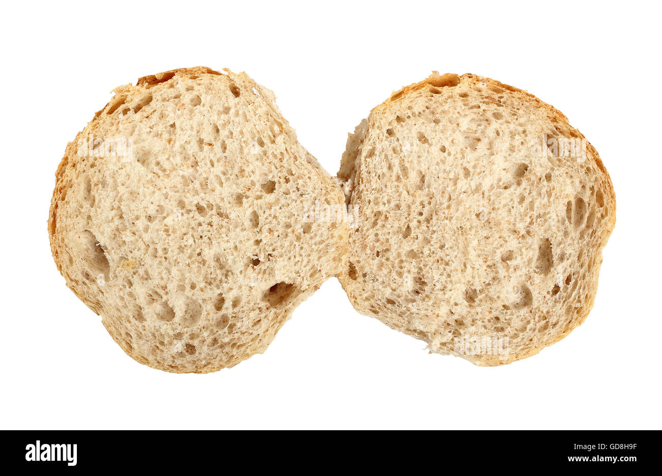 Halves of Graham Bread Roll. Isolated on white background. Directly ...
