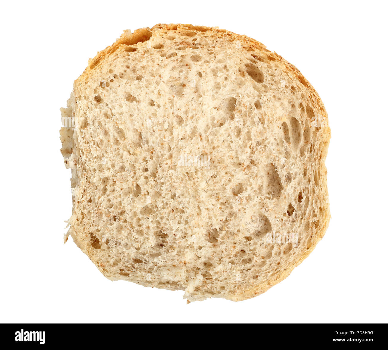 Half of Graham Bread Roll. Isolated on white background. Directly Above ...