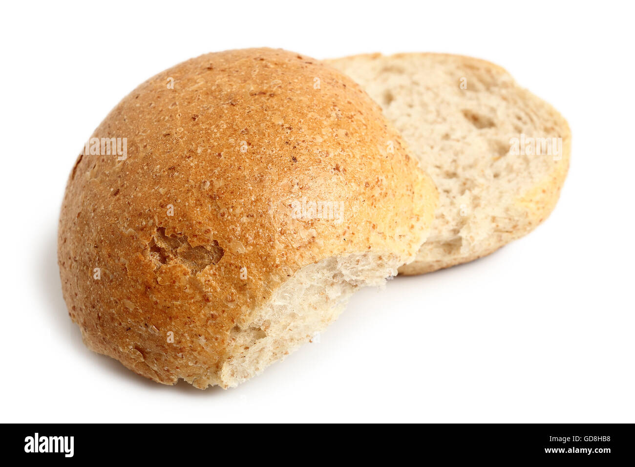 Halves of Graham Bread Roll. Isolated on white background Stock Photo ...