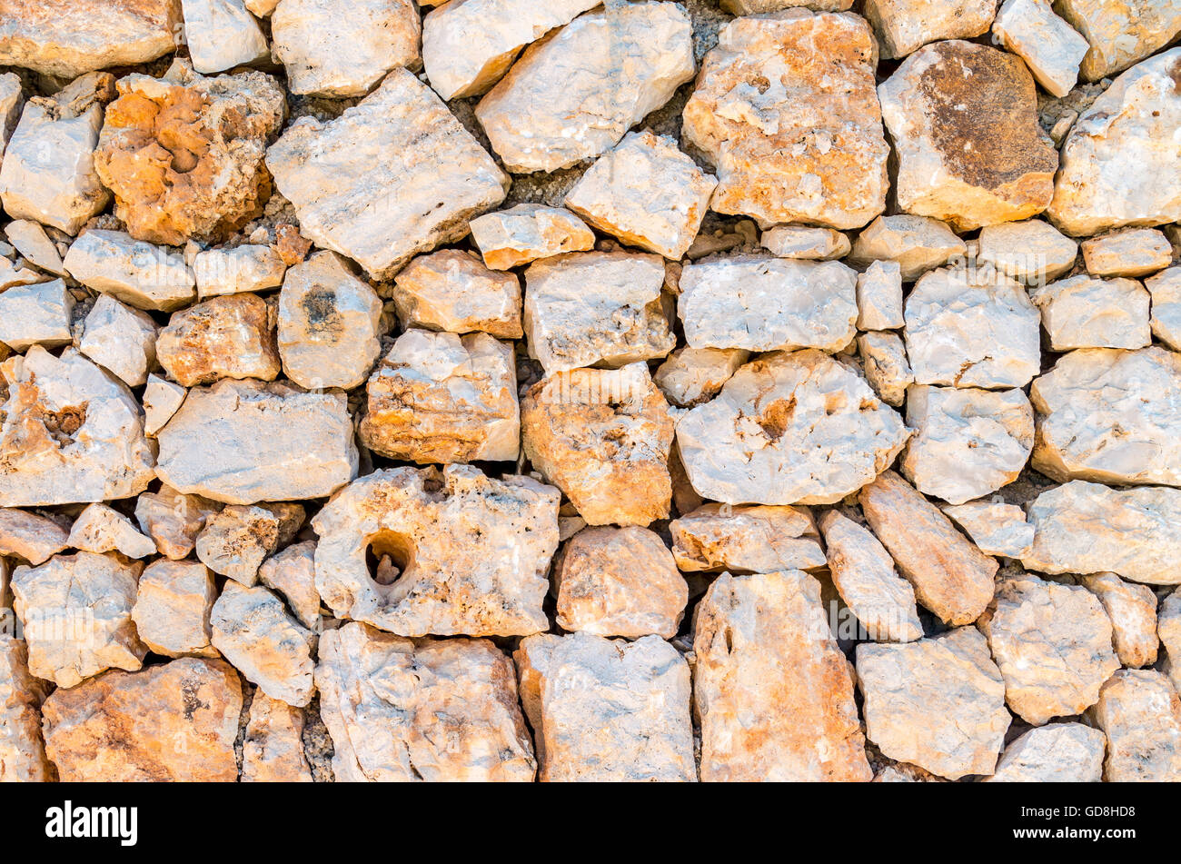 stone wall at Mallorca, Spain, Cala Ferrera, fragment Stock Photo - Alamy