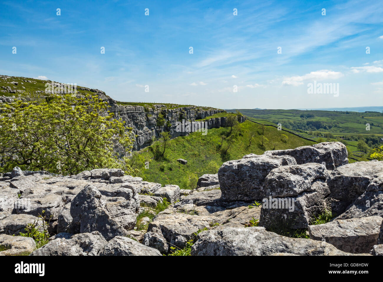 Malham cove is a limestone formation malham hi-res stock photography ...