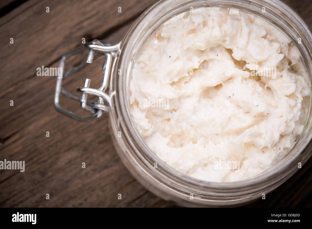 Homemade DIY natural very healthy fish, hake paste with onion and ...