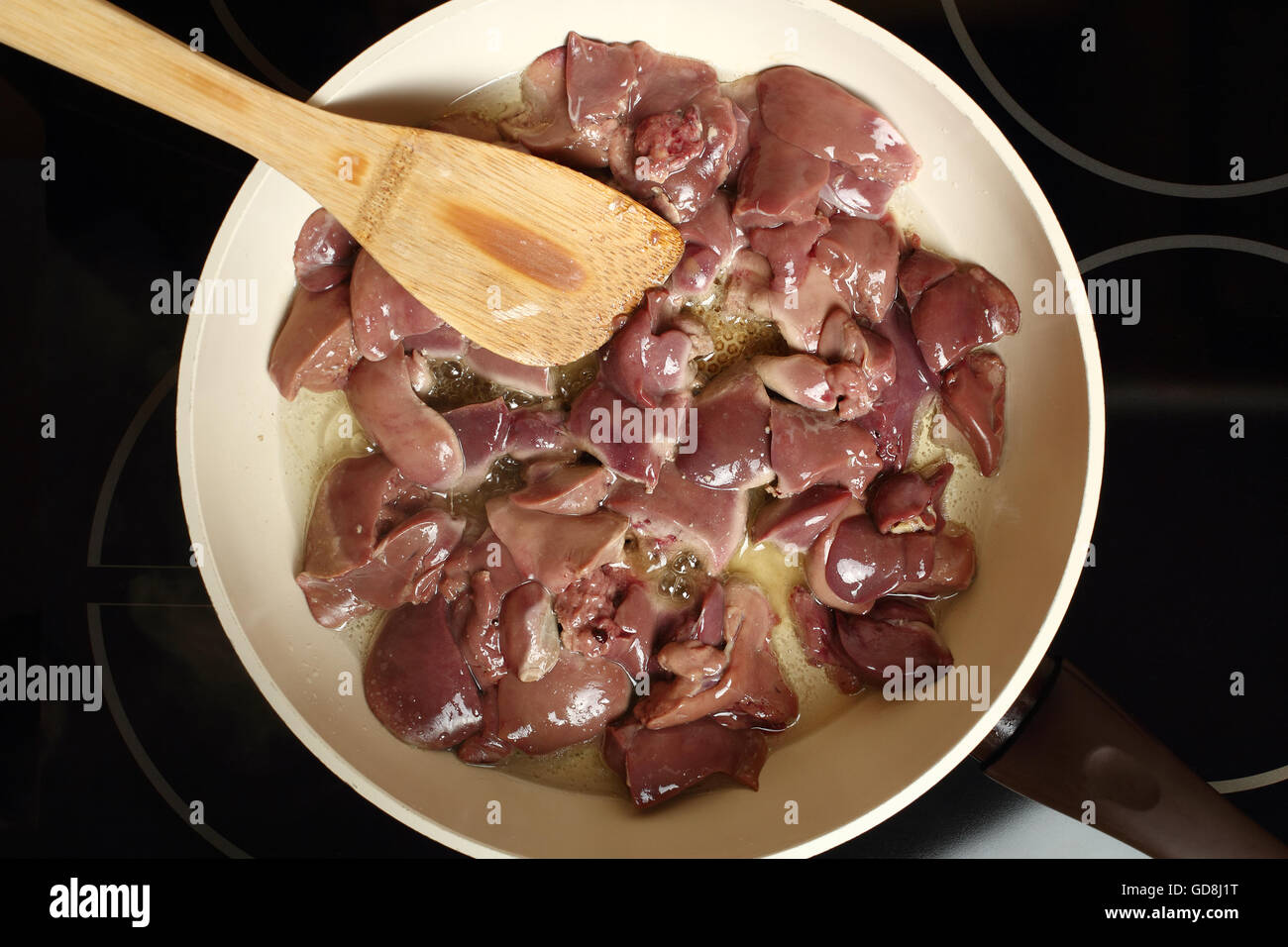 Cooking Chicken Liver Stock Photo - Alamy