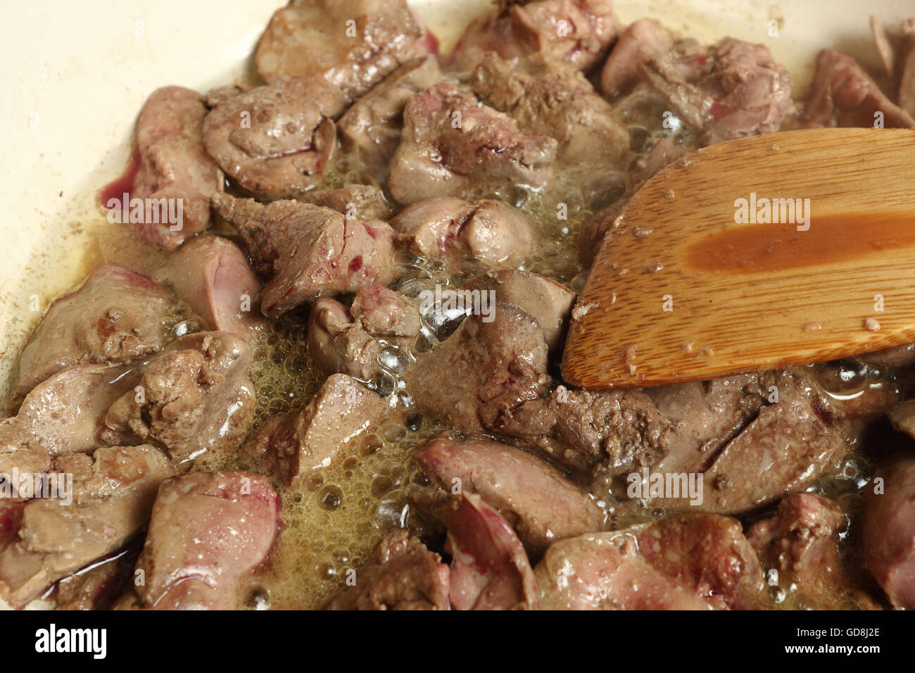 Cooking Chicken Liver Stock Photo - Alamy