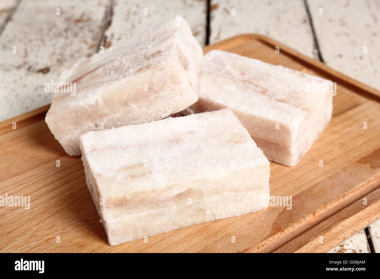 Frozen Fish Fillet Block, Alaska Pollock Stock Photo - Alamy