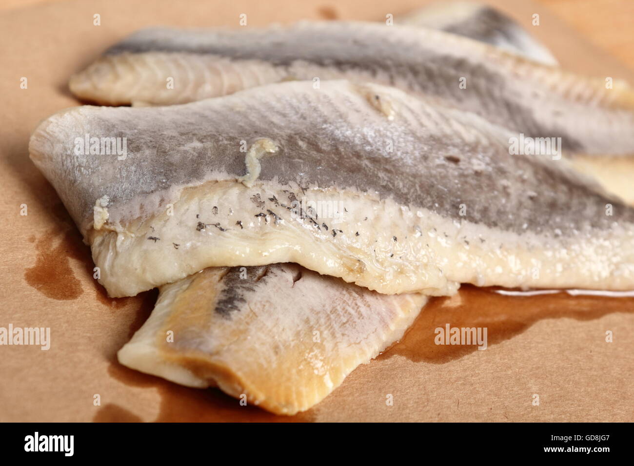 Pickled herring. Salted, soused skinless fillets of fish Clupea Stock ...