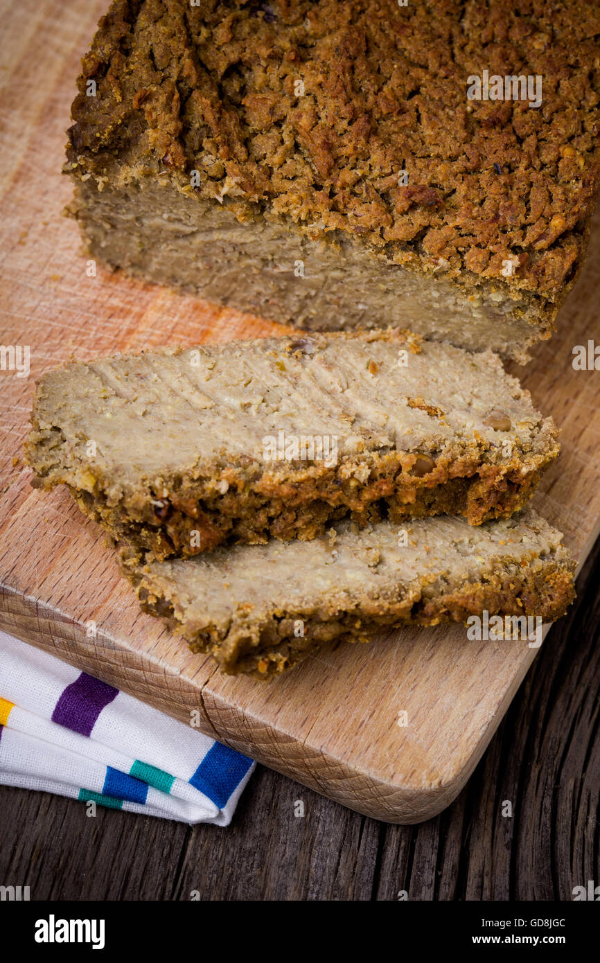 Homemade DIY natural tasty pate made of green lentil, millet groats ...