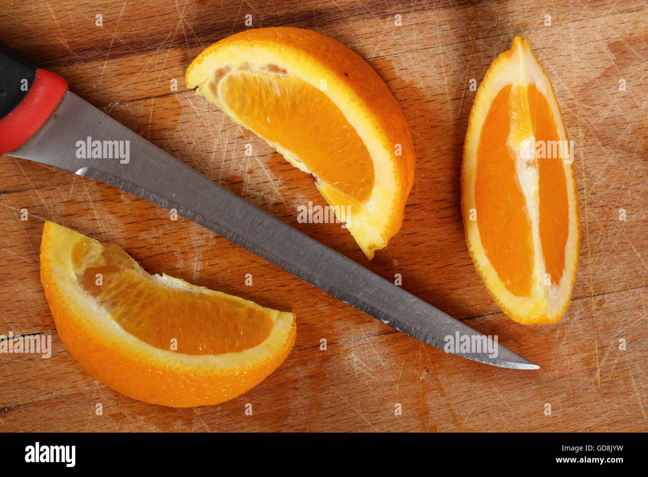 Orange pieces. Directly Above Stock Photo - Alamy