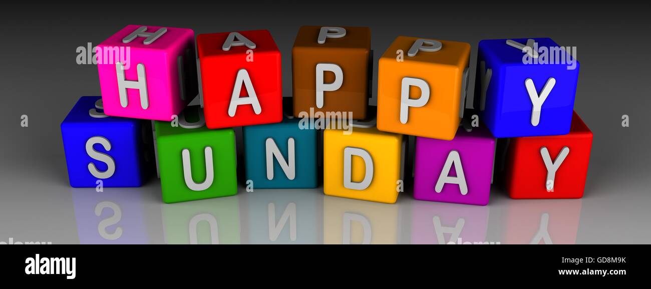happy sunday text in colorfull box Stock Photo - Alamy