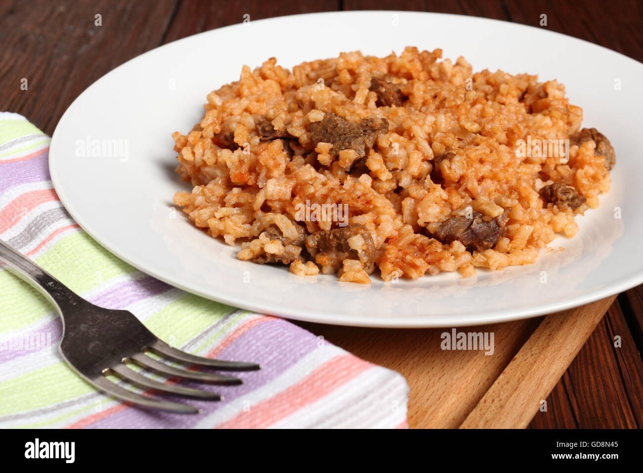 Spanish Rice with Beef Stock Photo - Alamy