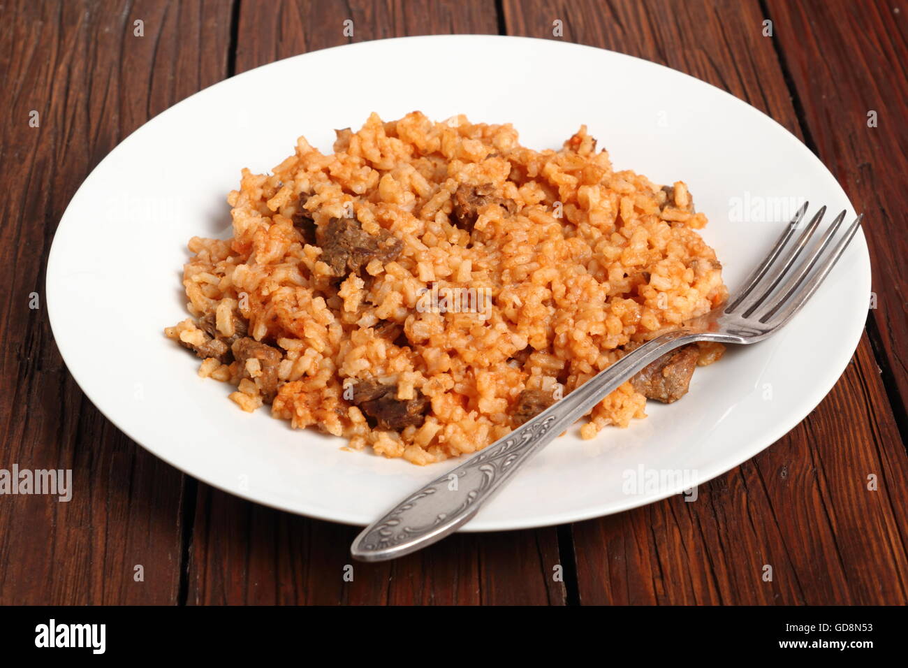 Spanish Rice with Beef Stock Photo - Alamy