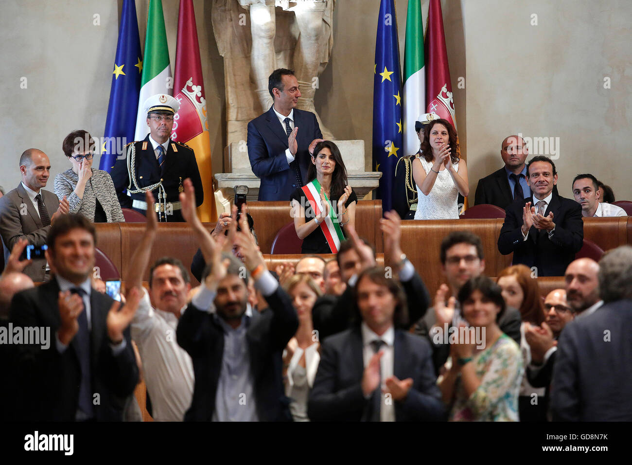 Virginia Raggi Rome 7th July 2016. Campidoglio, first session of the ...