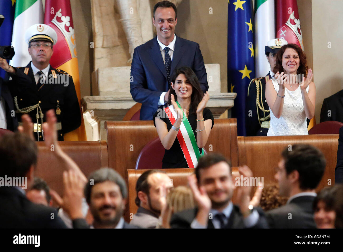 Virginia Raggi Rome 7th July 2016. Campidoglio, first session of the ...