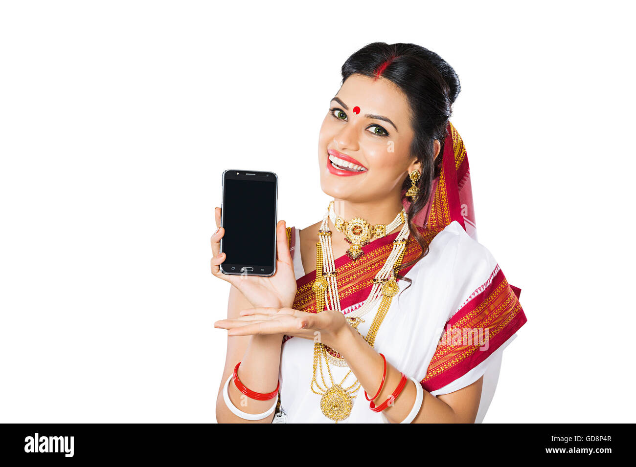 1 Indian Bengali Adult Woman Mobile Phone Quality showing Stock Photo ...