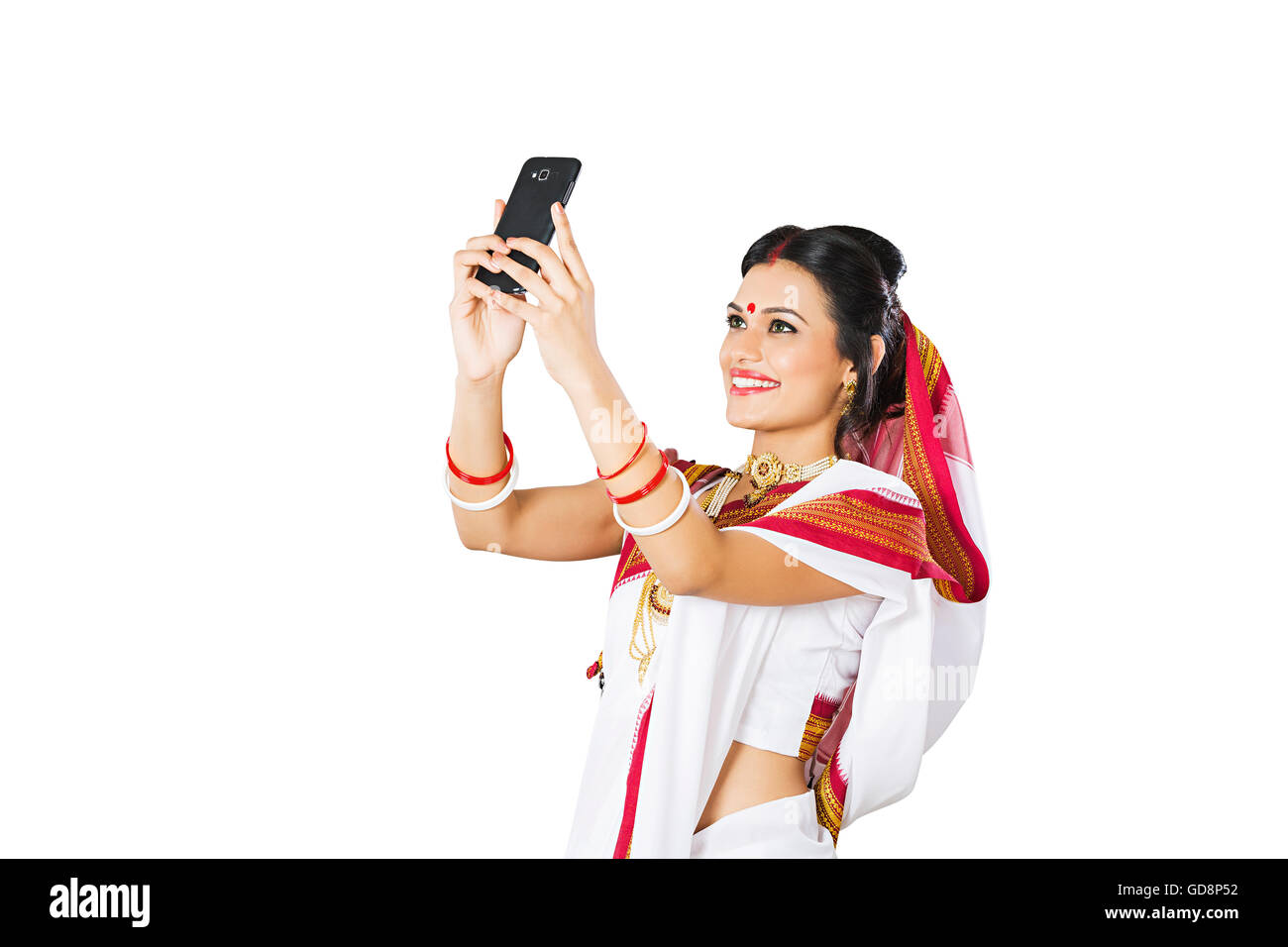 1 Indian Bengali Adult Woman Mobile Phone Selfie Clicking Stock Photo ...