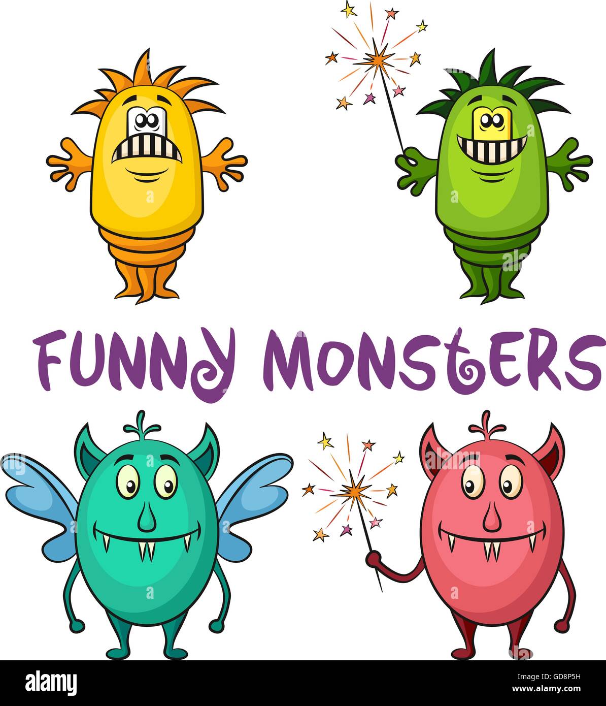 Cartoon Party Monsters Set Stock Vector Image & Art - Alamy
