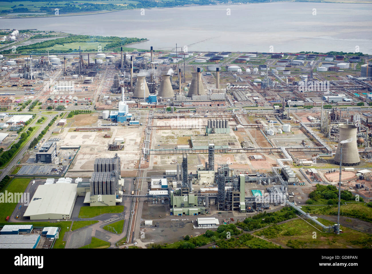 Grangemouth oil refinery, Central Scotland, from the air Stock Photo ...