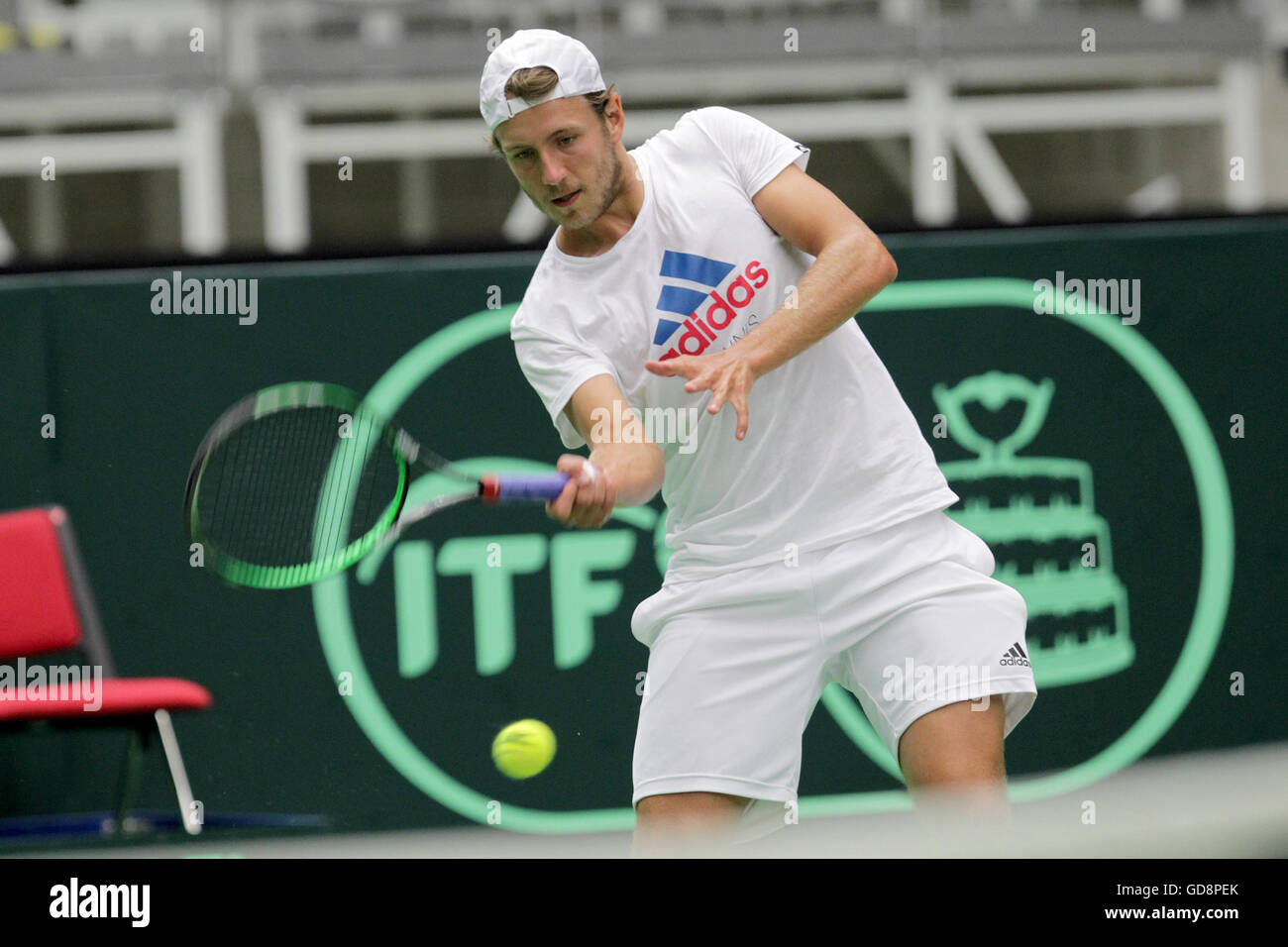 Trinec, Czech Republic. 13th July, 2016. French tennis player Lucas ...