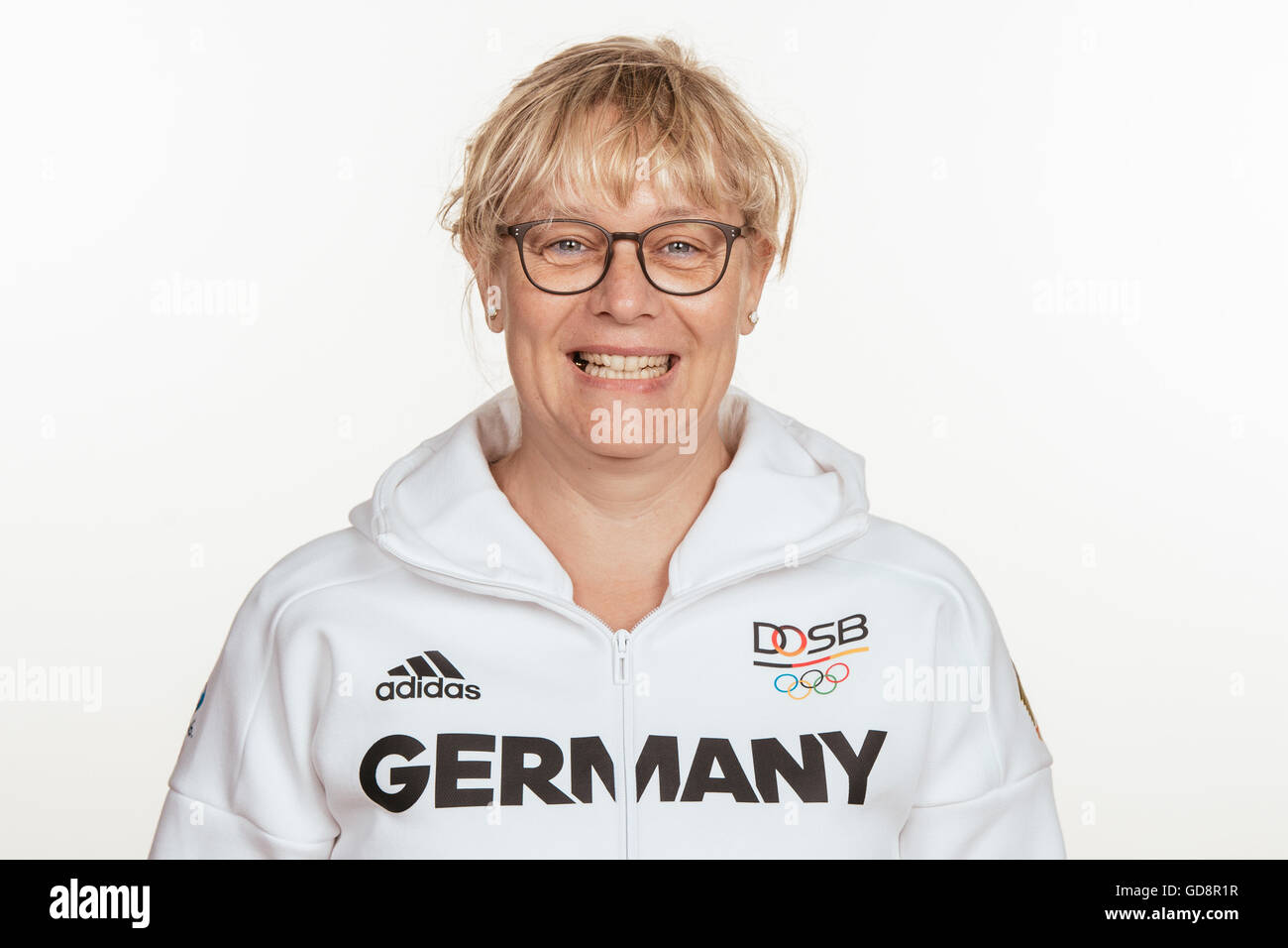 Hannover, Germany. 12th July, 2016. Anke Budow poses at a photocall ...