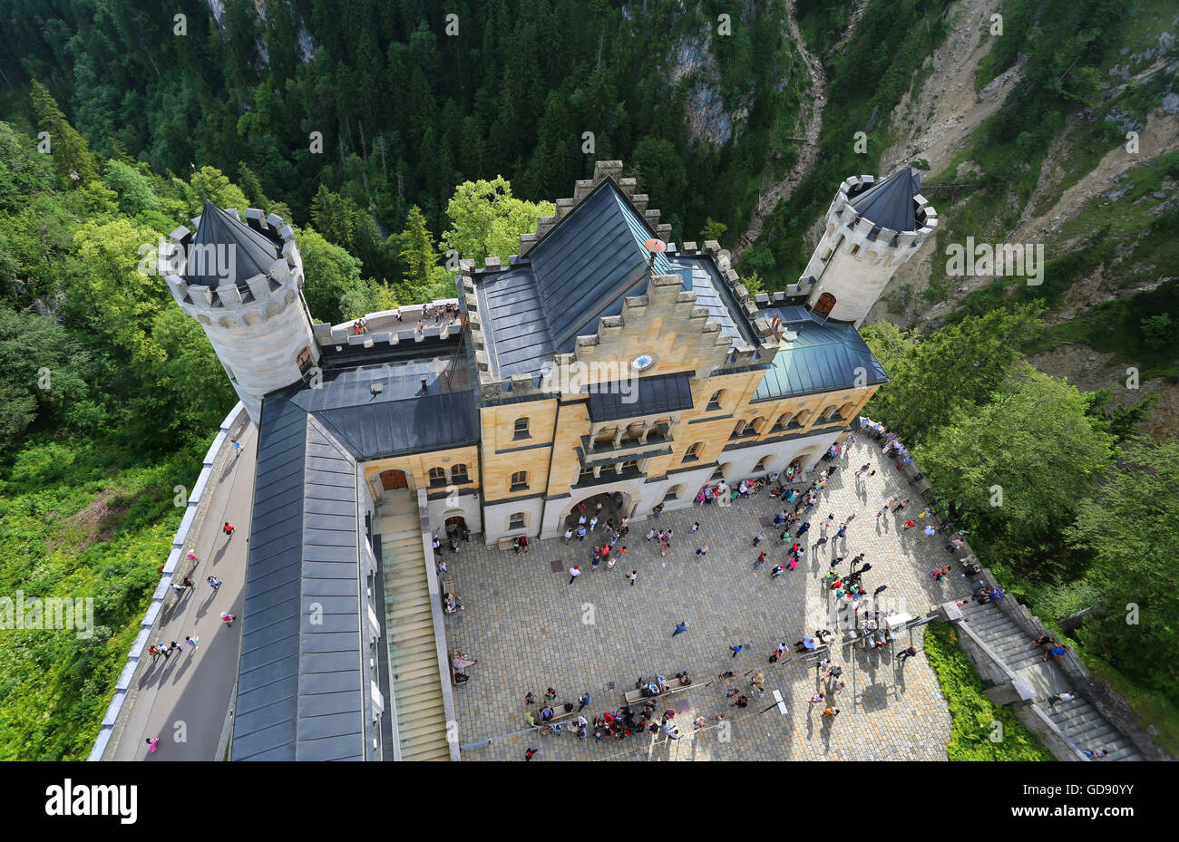 Fuessen, Germany. 5th July, 2016. View of Neuschwanstein Castle near ...