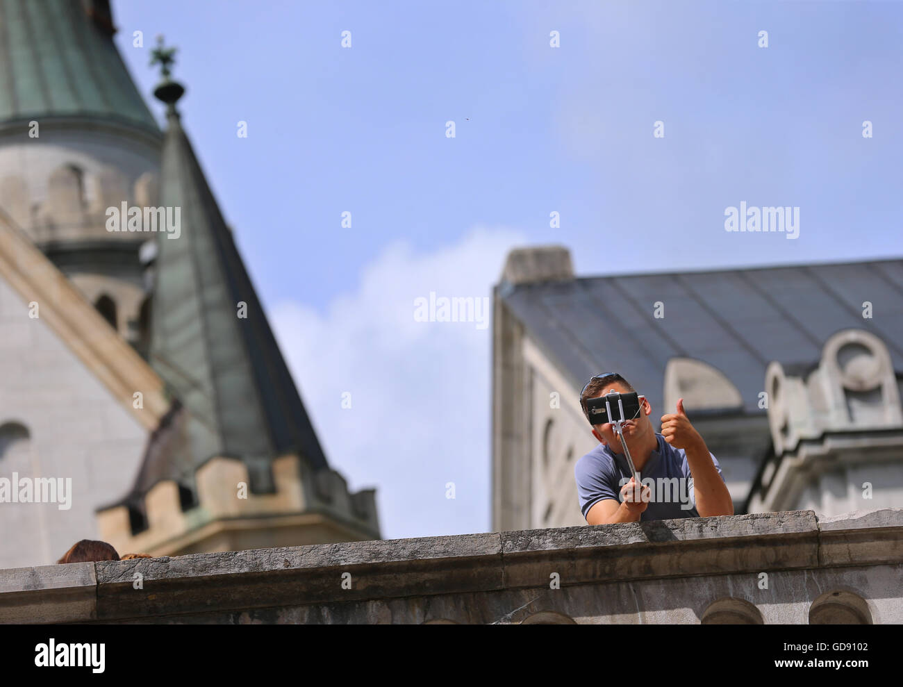 Fuessen, Germany. 5th July, 2016. Tourists taking photos at ...