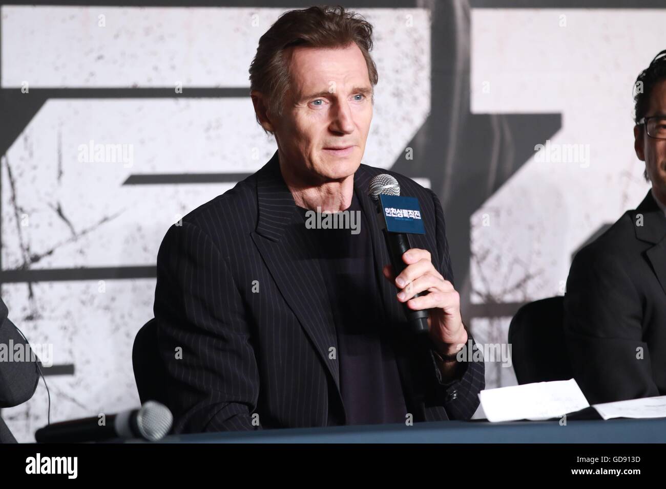 Seoul, Korea. 13th July, 2016. Jung-jae Lee and Liam Neeson attend the ...