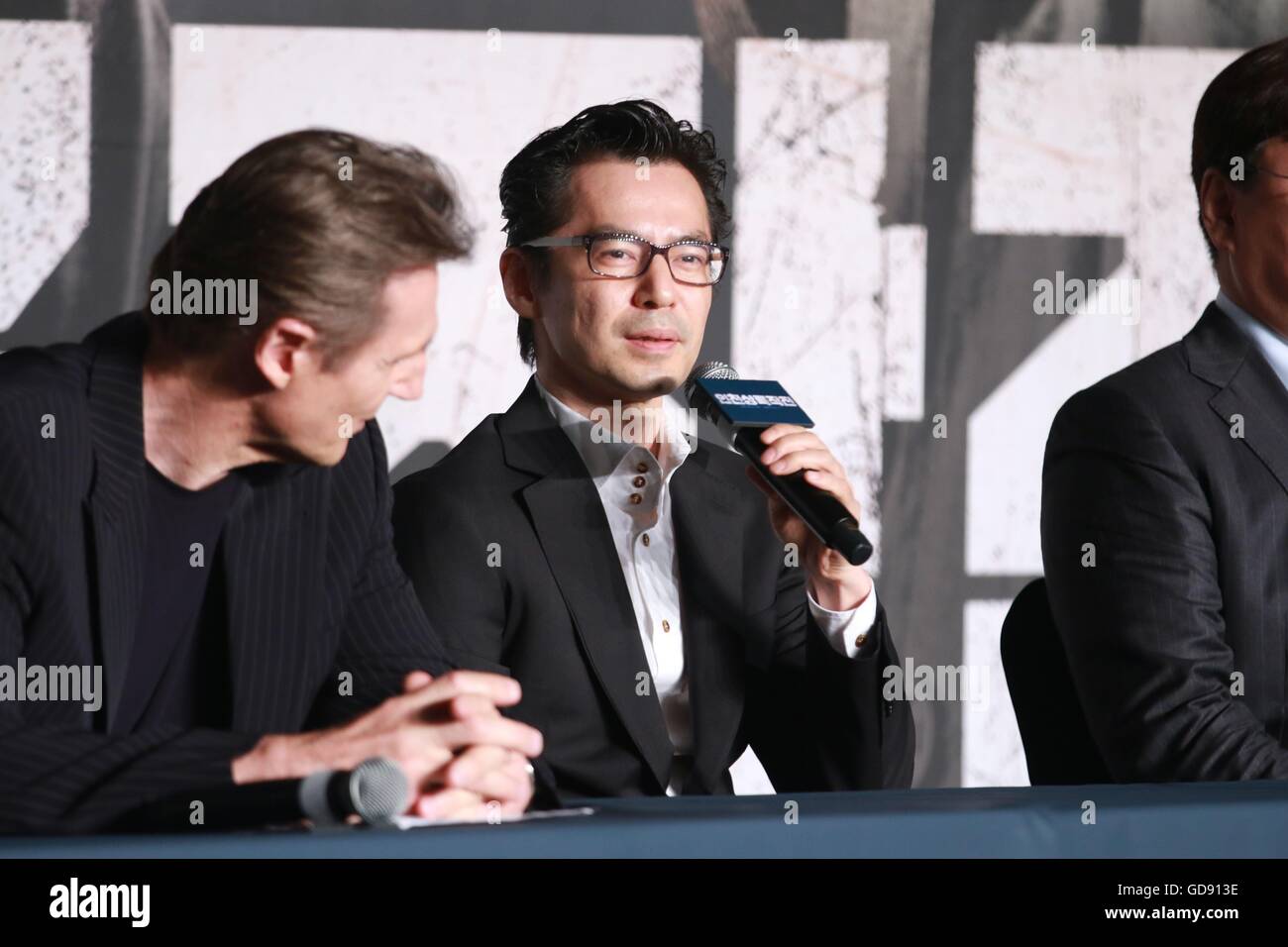 Seoul, Korea. 13th July, 2016. Jung-jae Lee and Liam Neeson attend the ...