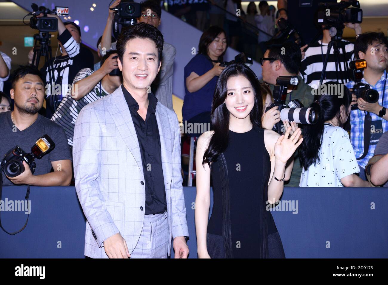 Seoul, Korea. 13th July, 2016. Jung-jae Lee and Liam Neeson attend the ...