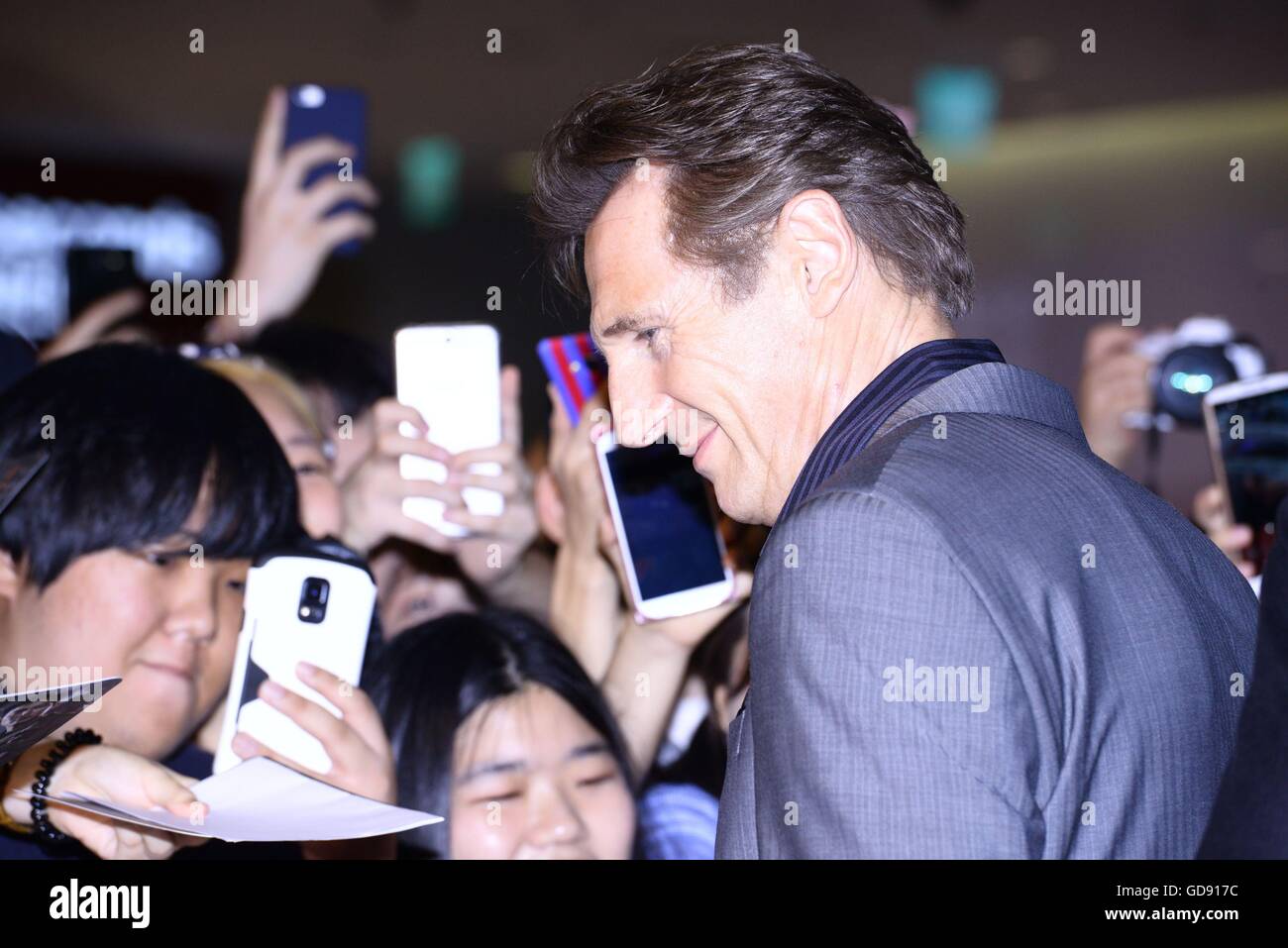 Seoul, Korea. 13th July, 2016. Jung-jae Lee and Liam Neeson attend the ...