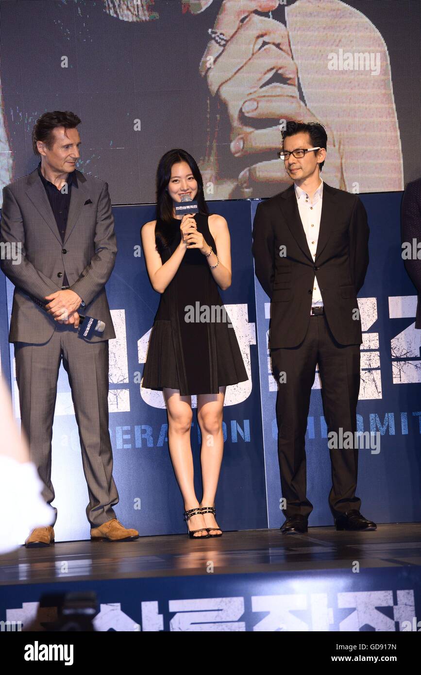 Seoul, Korea. 13th July, 2016. Jung-jae Lee and Liam Neeson attend the ...