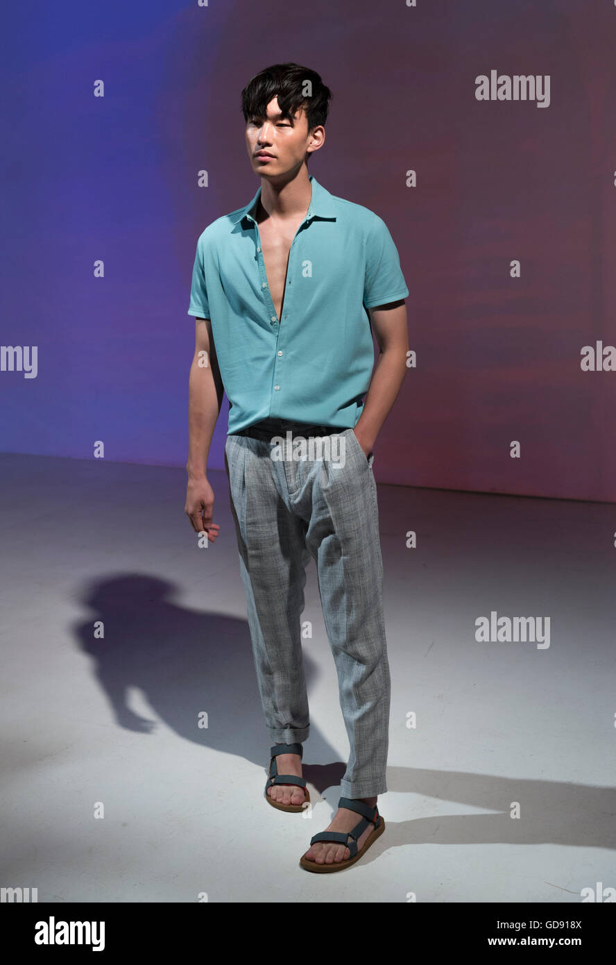 New York, USA. 13th July, 2016. Model shows off dress by Zachary Prell ...