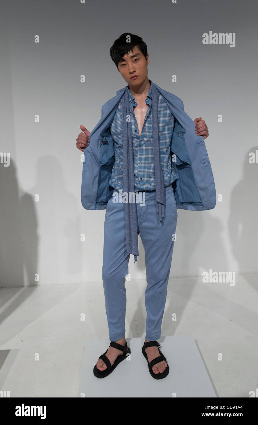 New York, USA. 13th July, 2016. Model shows off dress by Zachary Prell ...