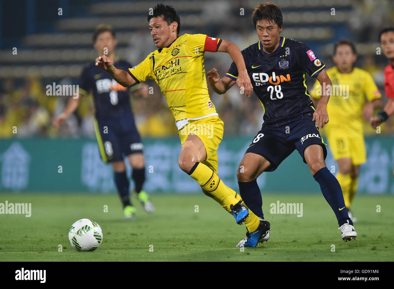 Chiba, Japan. 13th July, 2016. Hidekazu Otani (Reysol), Takuya Marutani (Sanfrecce) Football ...