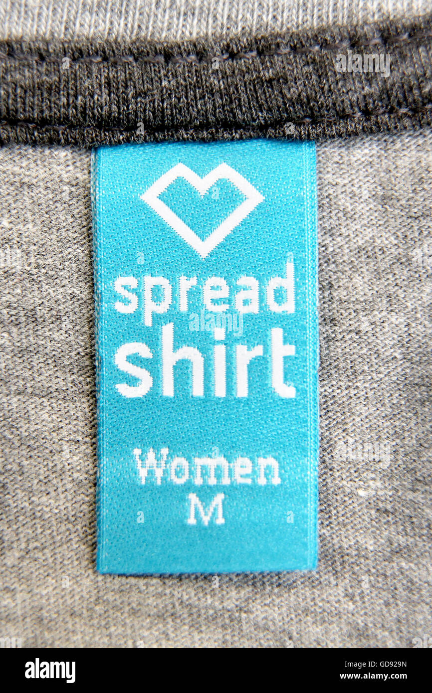 Leipzig, Germany. 29th Apr, 2016. The logo of Spreadhsirt on a tag of a ...