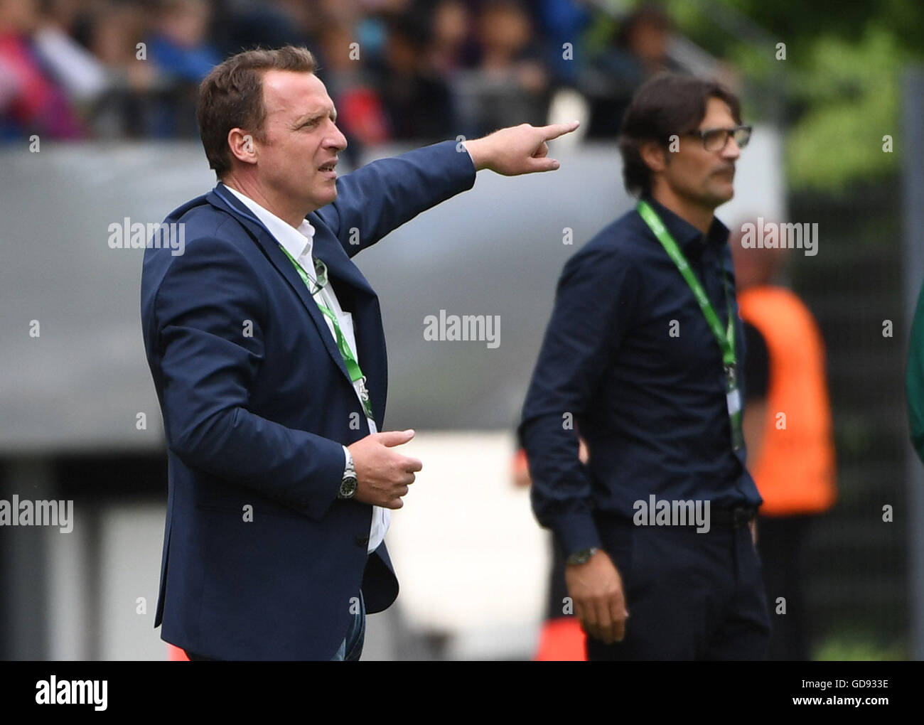 Reutlingen, Germany. 14th July, 2016. Austrian coach Rupert Marko (l ...