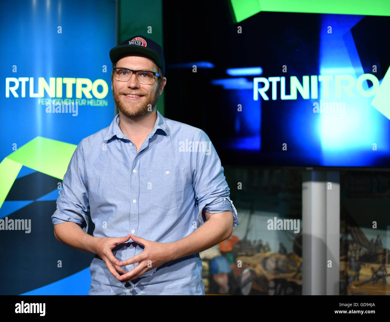 Berlin, Germany. 14th July, 2016. Host Nils Bomhoff poses during the ...
