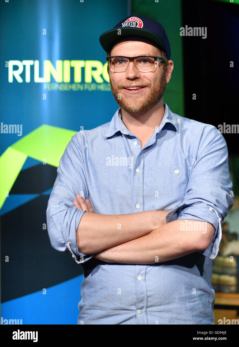 Berlin, Germany. 14th July, 2016. Host Nils Bomhoff poses during the ...