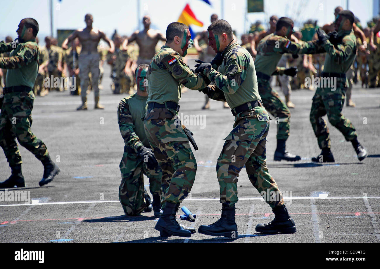 Cairo, Egypt. 14th July, 2016. Egyptian Navy forces demonstrate their ...