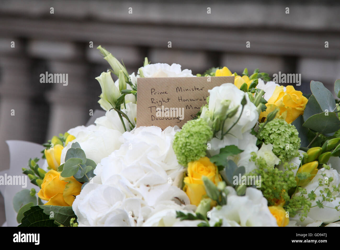 Downing Street, London 14 July 2016 Flowers been delivered for the ...