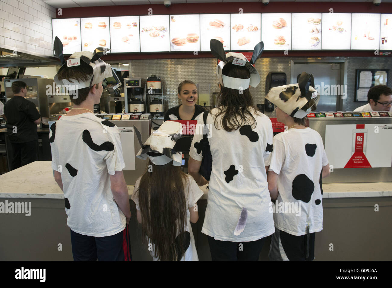 Peachtree City, GA, USA. 12th July, 2016. With matching home made cow ...