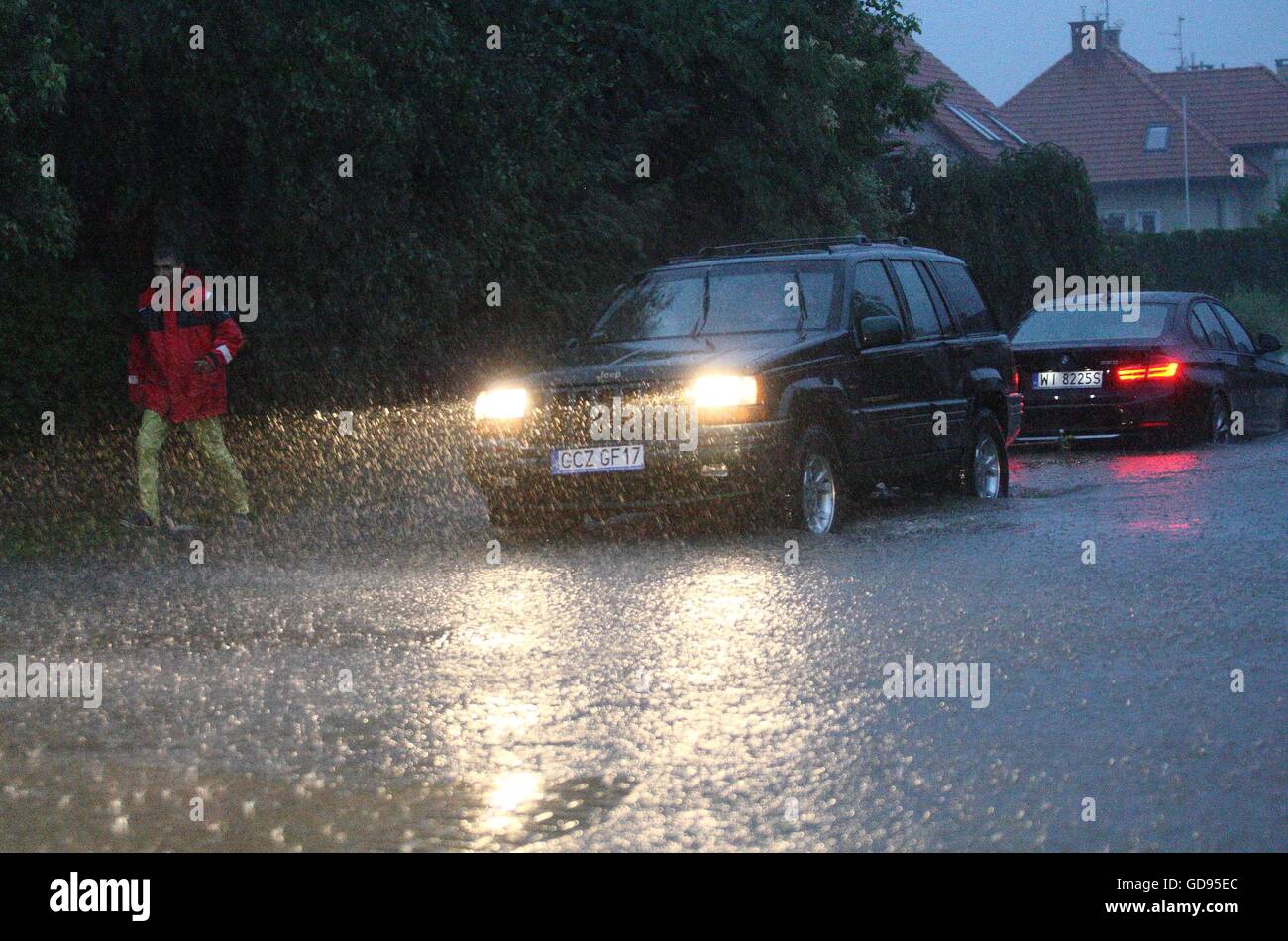 Gdansk, Poland 14th, July 2016 Flooding in Gdansk, northern Poland due ...