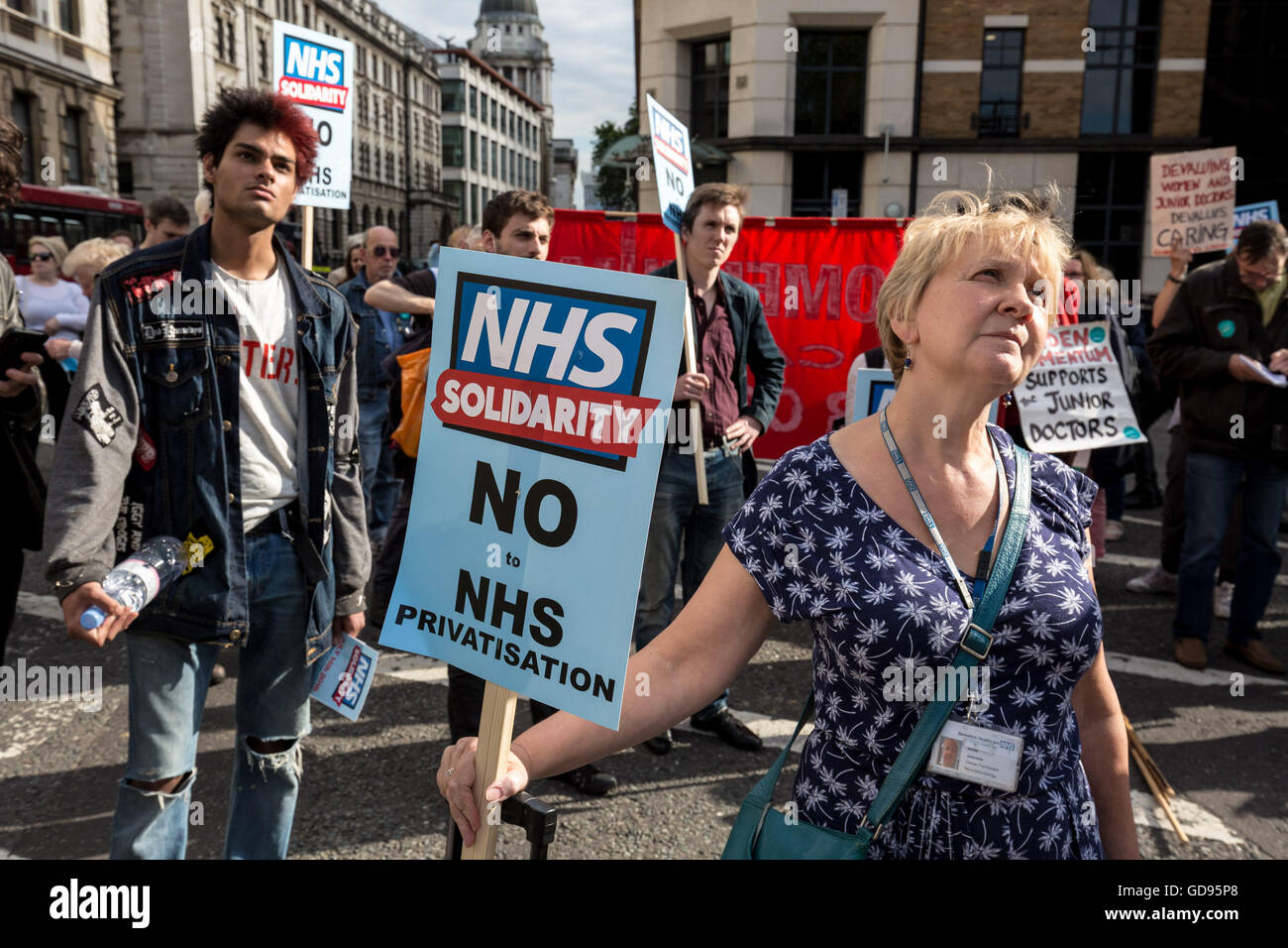 London, UK. 14th July, 2016. Defend Our NHS Protest in central London ...