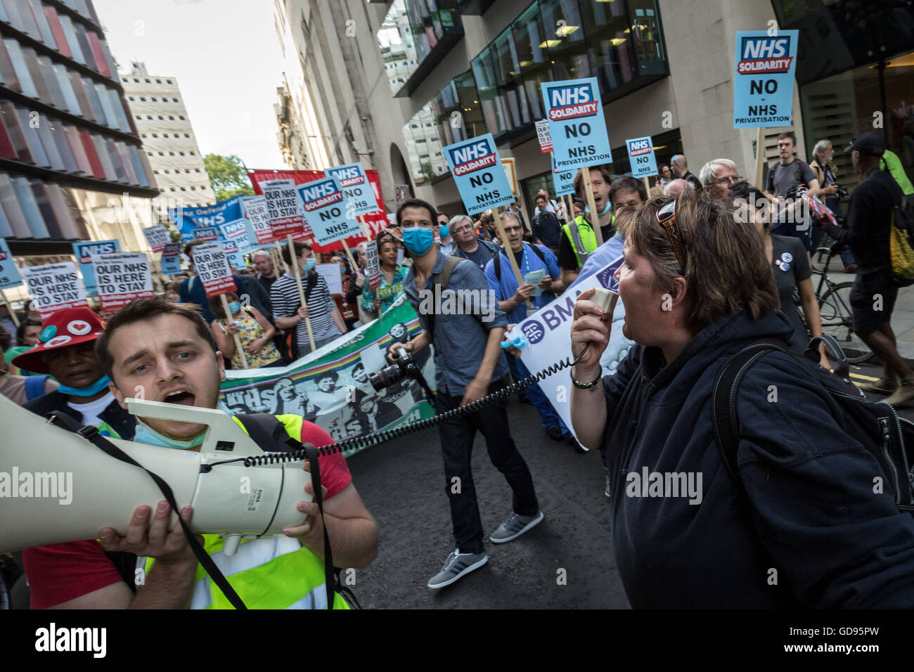 London, UK. 14th July, 2016. Defend Our NHS Protest in central London ...