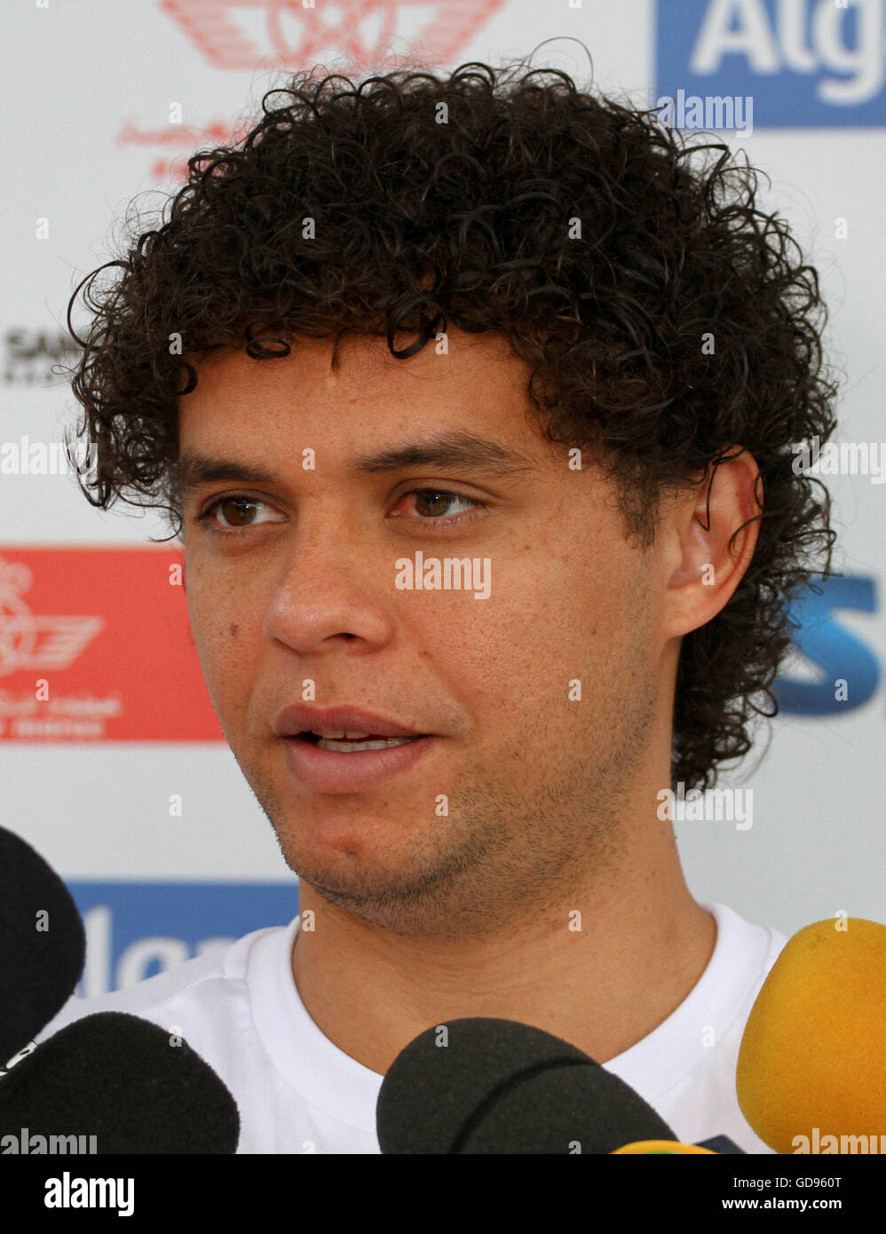Victor Ferraz at the press conference before the FC Santos training ...