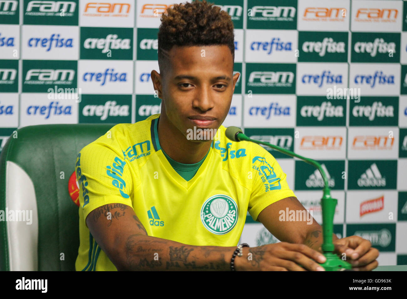 The Tche Tche player of SE Palmeiras during a press conference on Thursday (14) at the Football ...